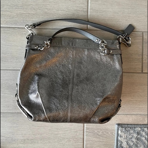 Coach | Bags | Coach Pewter Leather Handbag | Poshmark